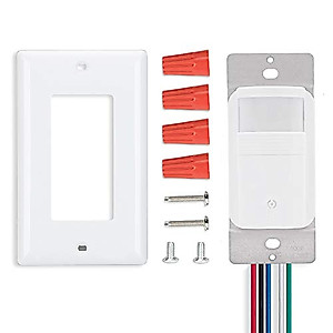 ECOELER 3 Way Motion Sensor Light Switch, Neutral Wire Required, Sensor Switch for Indoor, UL List & FCC Approved Motion Activated Switch, Pack of 1