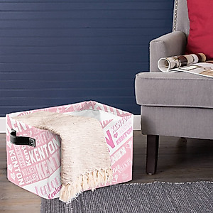 ZAACUSTOM Personalized Collapsible Toy Storage Basket Bin with Name, Custom Storage Box Organizer for Kids Boys Girls Pets Toys, Clothes, Shelf Closet Nursery Customized Bin with Handles, 1 Pack