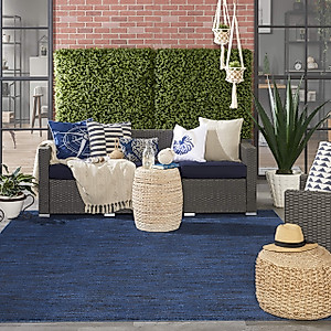 Nourison Essentials Indoor/Outdoor Midnight Blue 9' x 12' Area Rug, Easy Cleaning, Non Shedding, Bed Room, Living Room, Dining Room, Backyard, Deck, Patio (9x12)