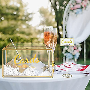 Ripprovt Glass Wedding Card Box with Lock, 12.6x5.9x9 inches Large Gold Card Boxes for Wedding Reception, Keepsake Display, Graduation, Party Centerpiece Decorative Box