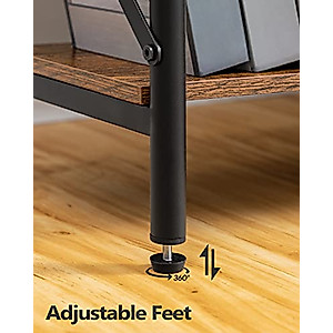 ALLOSWELL Small Side Table, End Table with Storage Shelf, 14.6 x 10.6 x 19.9 Inches, Nightstand X-Shaped Design, Bedside Table, Steel Frame, Living Room, Bedroom, Easy Assembly, Rustic Brown ETHR2801