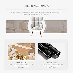 Virabit Small Rocking Chair Nursery, Upholstered Glider Rocker Rocking Armchair for Baby Nursery, Comfy Accent Chair for Nursery, Living Room, Bedroom (Beige)