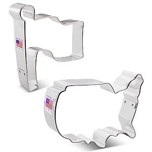 USA Cookie Cutters 2-Pc. Set Made in the USA by Ann Clark, USA Map, American Flag