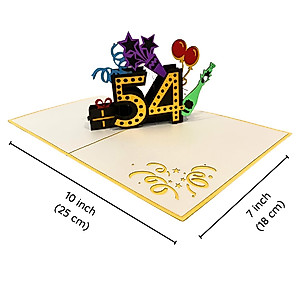 ALPHAK Happy 54th Birthday 3D Pop Up Card, Birthday 3D Greeting Card, 54th Birthday Gifts