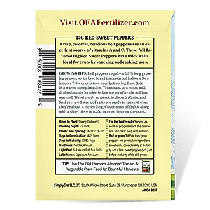 The Old Farmer's Almanac Heirloom Sweet Pepper Seeds (Big Red) - Approx 30 Seeds - Non-GMO, Open Pollinated, USA Origin