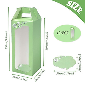 HEIPINIUYE 12 Pcs Sage Green Party Favor Boxes Gift Gable Boxes with Window Boho Candy Boxes Cookie Boxes for Birthday Wedding Baby Shower Party Decorations Candy Treat Boxes