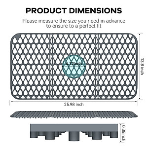 Toovem Sink Protectors for Kitchen Sink 26''x 14'',Silicone Sink Mats for Bottom of Stainless Steel/Porcelain Sink, Foldable Sink Mat for Kitchen, DIY, No-Slip Sink Grid Accessories