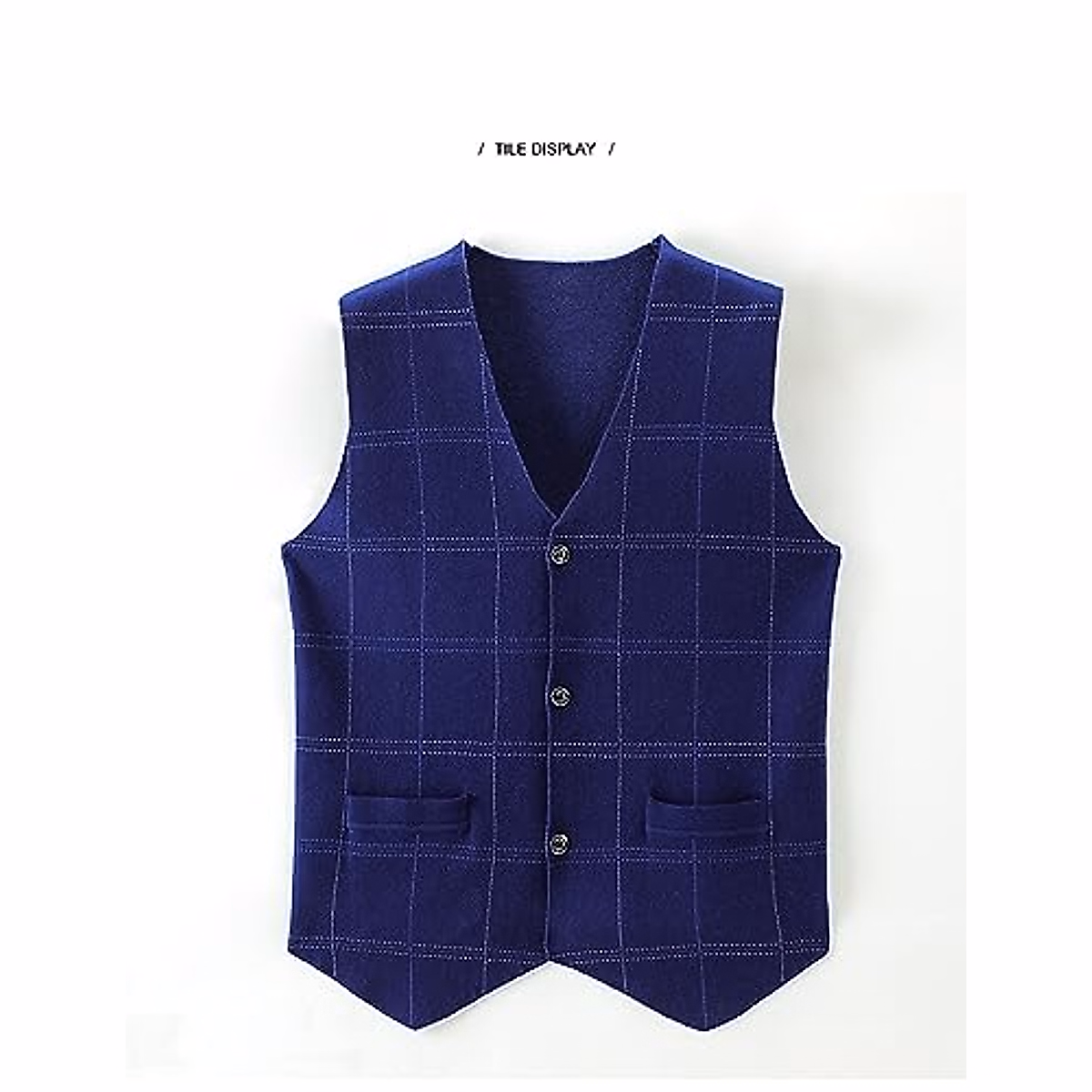 TEMKIN Men's Plaid Collarless Vest Single Breasted Casual Cardigan Vest Menswear (Color : Styles-6, Size : XXL)