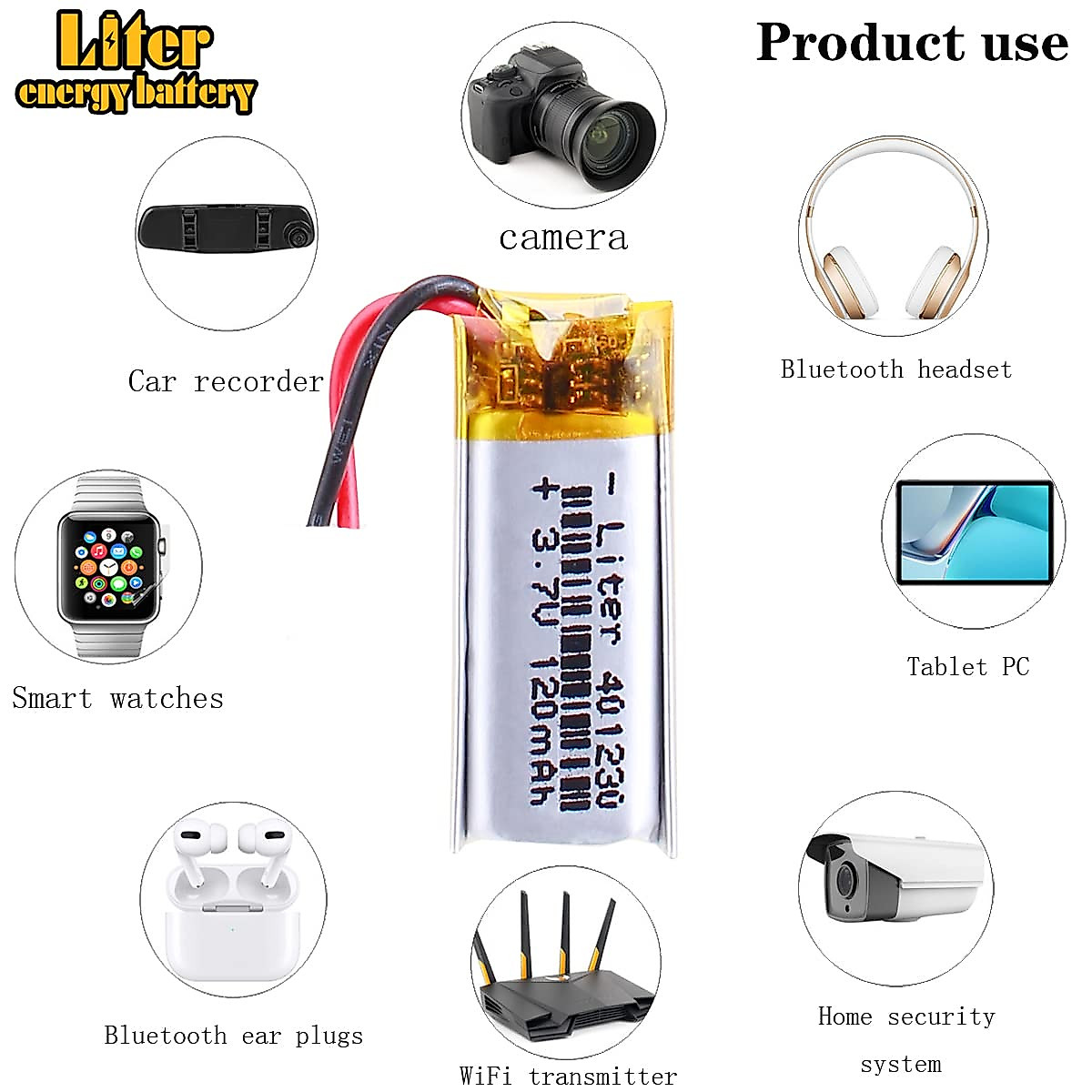 Liter energybattery 3.7V Lipo Battery 120mAh Rechargeable Lithium ion Polymer Battery 401230 Lithium Polymer ion Battery with Two Lines