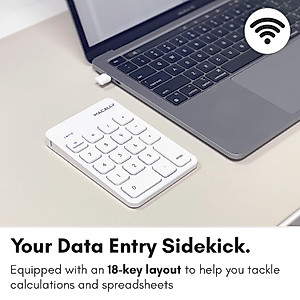 Macally USB C Wireless Number Pad | Numeric Keypad for Mac Macbok iMac | Wireless 10 Key for Laptop PC Computer Notebook Surface Chrome (2.4G USB) Perfect for Data Entry Numpad Number Keyboard