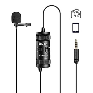 BOYA by-M1 Pro II Lavalier Microphone Noise Cancelling Omnidirectional Mic with Monitoring Port for YouTube Tiktok Interview Broadcast Content Creation