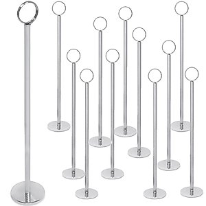 Gray Bunny Metal Table Number Holders, 12 Pack, 12 Inches, Chrome Place Card Holders, Picture Holders for Tables, Table Card Holders for Wedding Table Numbers, Table Number Stands, Table Sign Holders