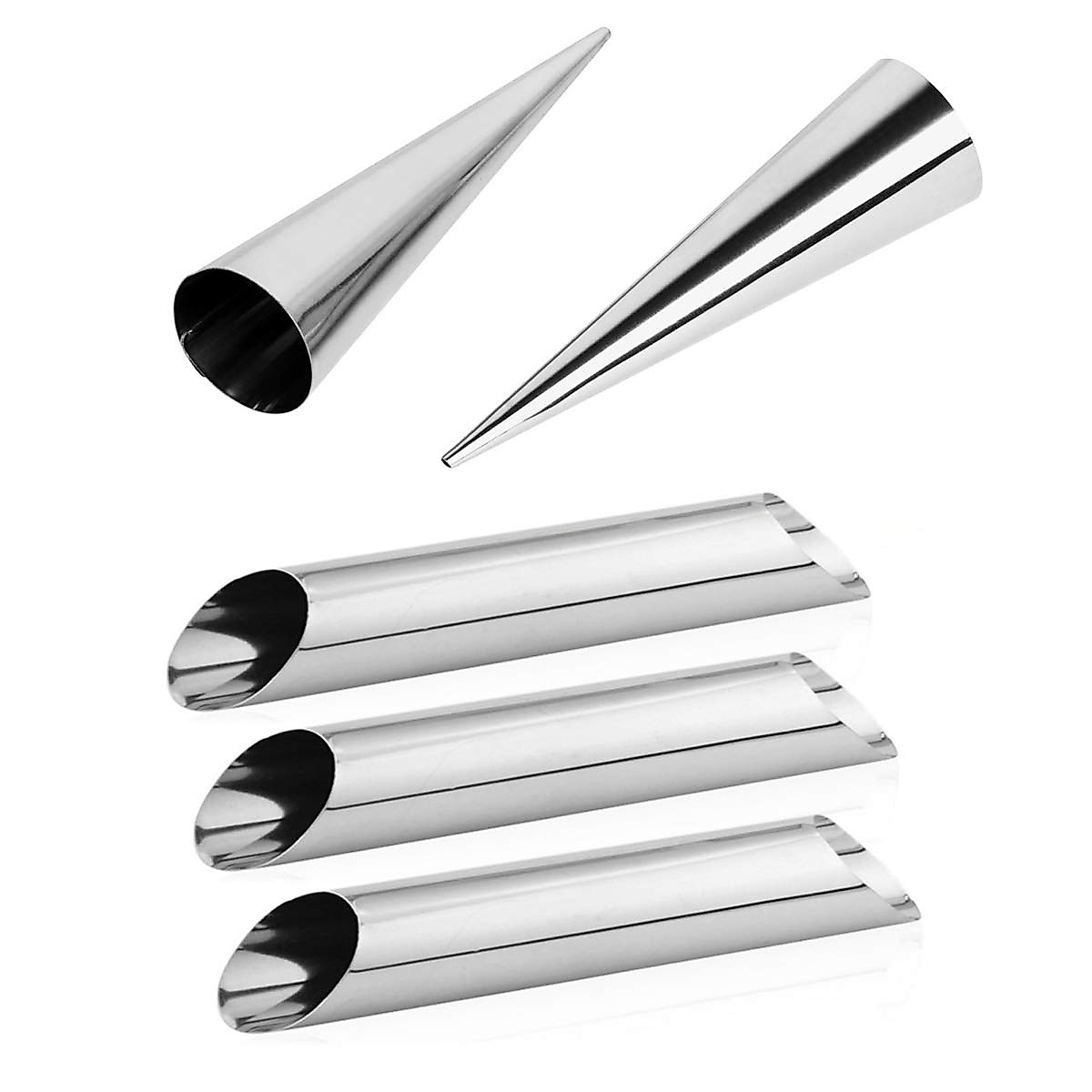 Set of 16 Stainless Steel Cannoli Tubes and Pastry Cream Horn Molds,Large Size DIY Baking Kit Cone Tubular Shaped Mold Tool for Croissant Waffle Cream Roll (A+B)