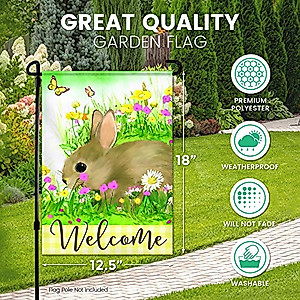 Home4Ever Easter Garden Flag - 12.5 x 18 Inch Seasonal Welcome Yard Flag - Double-Sided Printed Art Easter Outdoor Decor for House Patio, Porch, Lawn - Spring Easter Bunny Design - Suits Most Stands
