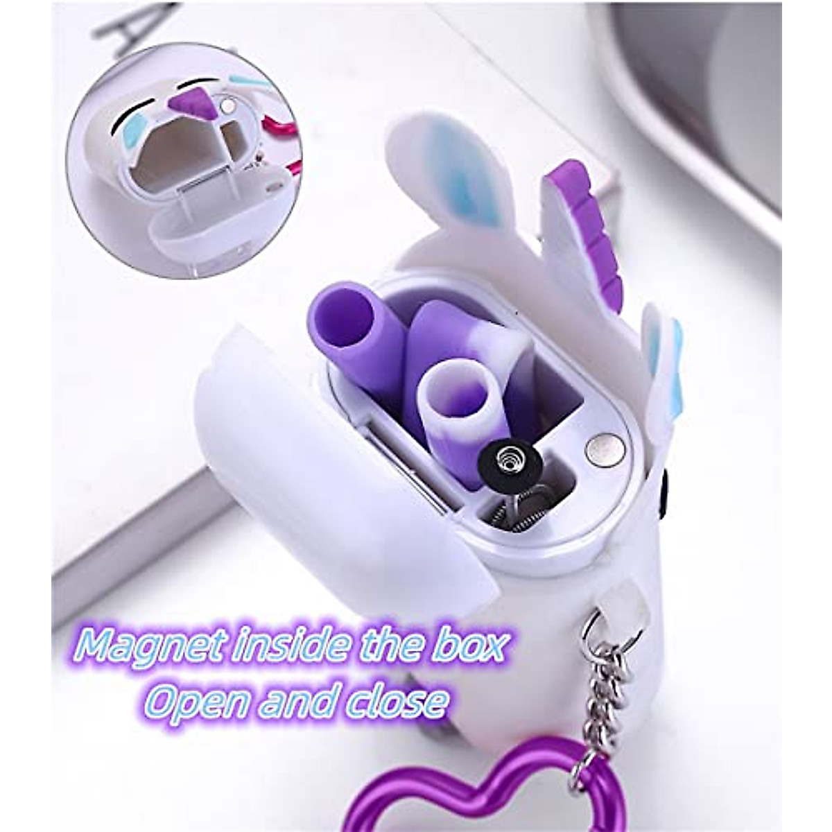 Collapsible Reusable Silicone Straws Portable Folding Drinking Straw Free with Travel Case & Cleaning Brush for Party Travel Household Cold or Hot Straws (B)