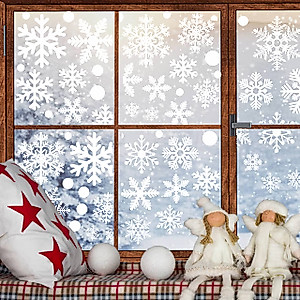 321pcs Christmas Window Clings for Glass Windows 9sheets Christmas Window Decals Snowflakes Christmas Decorations Christmas Window Stickers for Kids Holiday Window Clings Winter Decorations