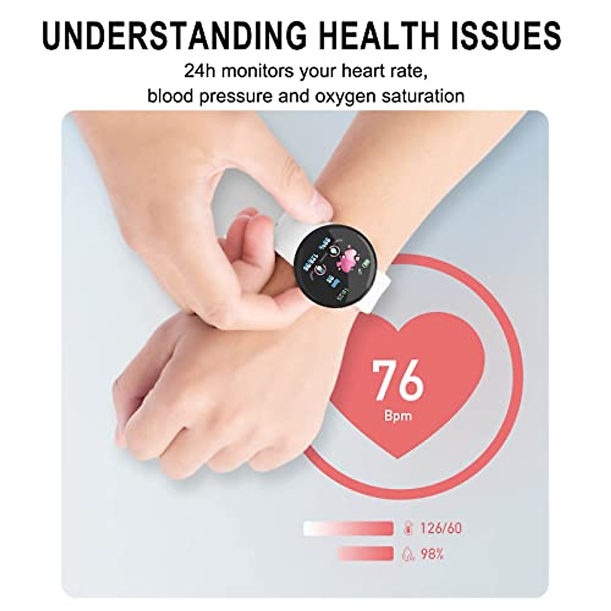 MORESEC Smart Watch, Waterproof Fitness Watch HD 1.44 Inch Upgraded Screen Compatible iOS Android Smart Watch with Heart Rate Sleep Monitoring Call Smart Bracelet