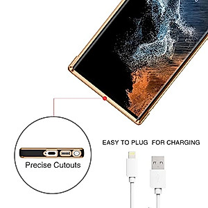 BENTOBEN Galaxy S22 Ultra Case,Slim Luxury Heart Design Plated Soft Bumper Women Men Girl Protective Case Cover with Strap for Samsung Galaxy S22 Ultra 6.8 inch,Black/Gold