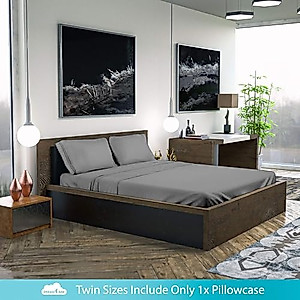 DREAMCARE Full Size Sheets - Cooling Bed Sheets - 4pcs Set - up to 15" Deep Pocket Full Sheet Set - Sheets Full Size Bed - Soft & Long Lasting 100% Fine Brushed Polyester with Side Pocket - Gray