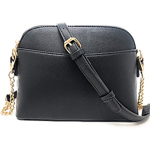 lola mae Dome Satchel Crossbody Bag for Women, Lightweight Multi Pockets Messenger Shoulder Purse Top Zipper (Black)