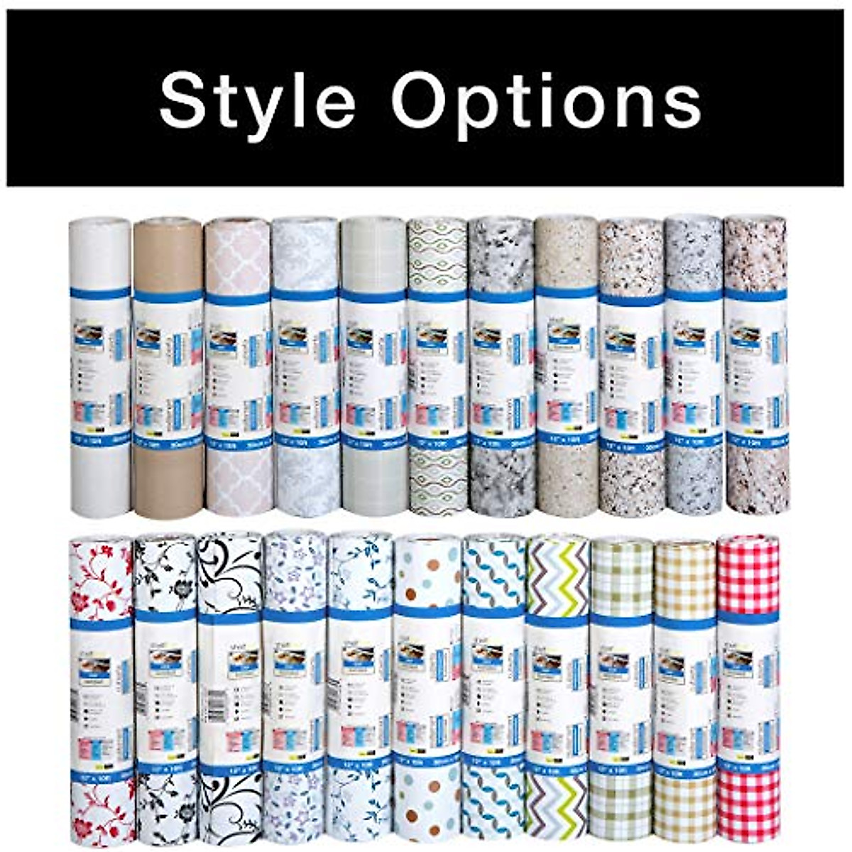 Smart Design Bonded Grip Shelf Liner - 12 Inch x 60 Feet Total (Set of 6 Rolls) - Non Adhesive, Strong Grip Bottom, Easy Clean Kitchen Drawer, Cabinet, Cupboard Dresser Cover - Midsummer Night Scroll