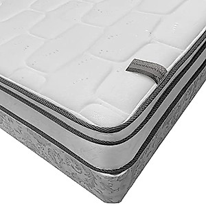 Mattress Comfort, 10-Inch Meduim Plush Eurotop Pillowtop Innerspring Mattress & 8" Wood Box Spring Set with Mattress Protector, Full