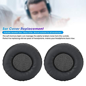 Limouyin Durable Foam Ear Pad Replacement Cushions, 75MM/3.0in Headphone Universal Ear Cushions Replacement Headset Noise Reduction Foam Ear Pads Covers Black