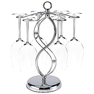 ZOOTWO Scrollwork Wine Glass Rack,6-Hook Scrollwork Metal Countertop Wine Glass Cup Holder for Home and Bar Storage and Artistic Tabletop Display, Spiral Style