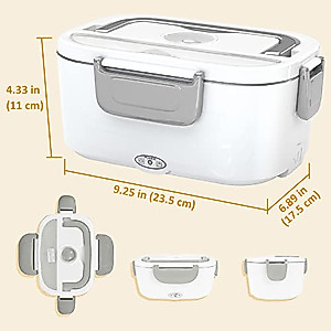 Adocfan Electric Lunch Box Heated Lunch Boxes For Adults Heated Lunch Box For Work Electric Lunchbox 100% Leak Proof Lunch Heating For Truckers With Removable Stainless Steel Container 1.5L 100W