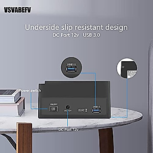 VSVABEFV Hard Drive Docking Station Hard Drive Dock Reader, Hard Drive Enclosure 2.5"/3.5" USB 3.0 to 2 SATA Ports 1 IDE Port External HDD Hard Drive Card Reader USB3.0 Hub with OTB/OTC Offline