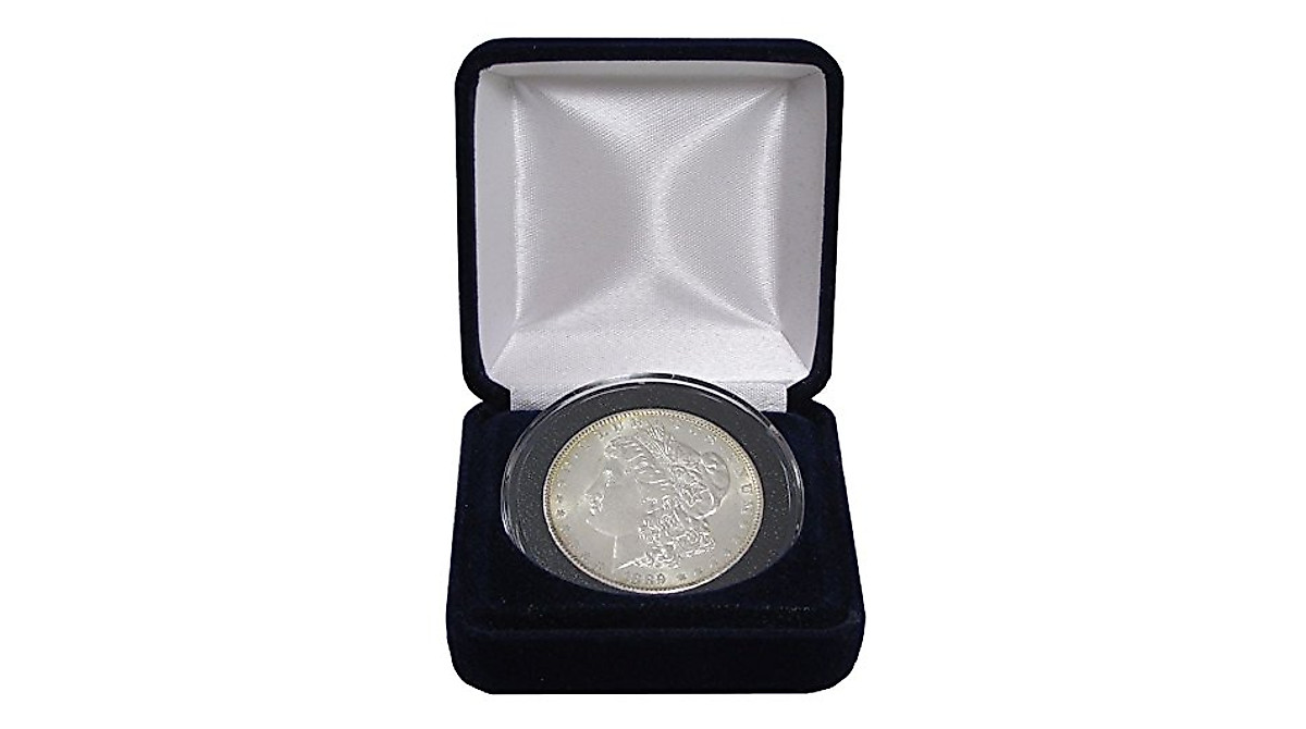 Guardhouse Blue Velvet Coin Display Box for Large Coins