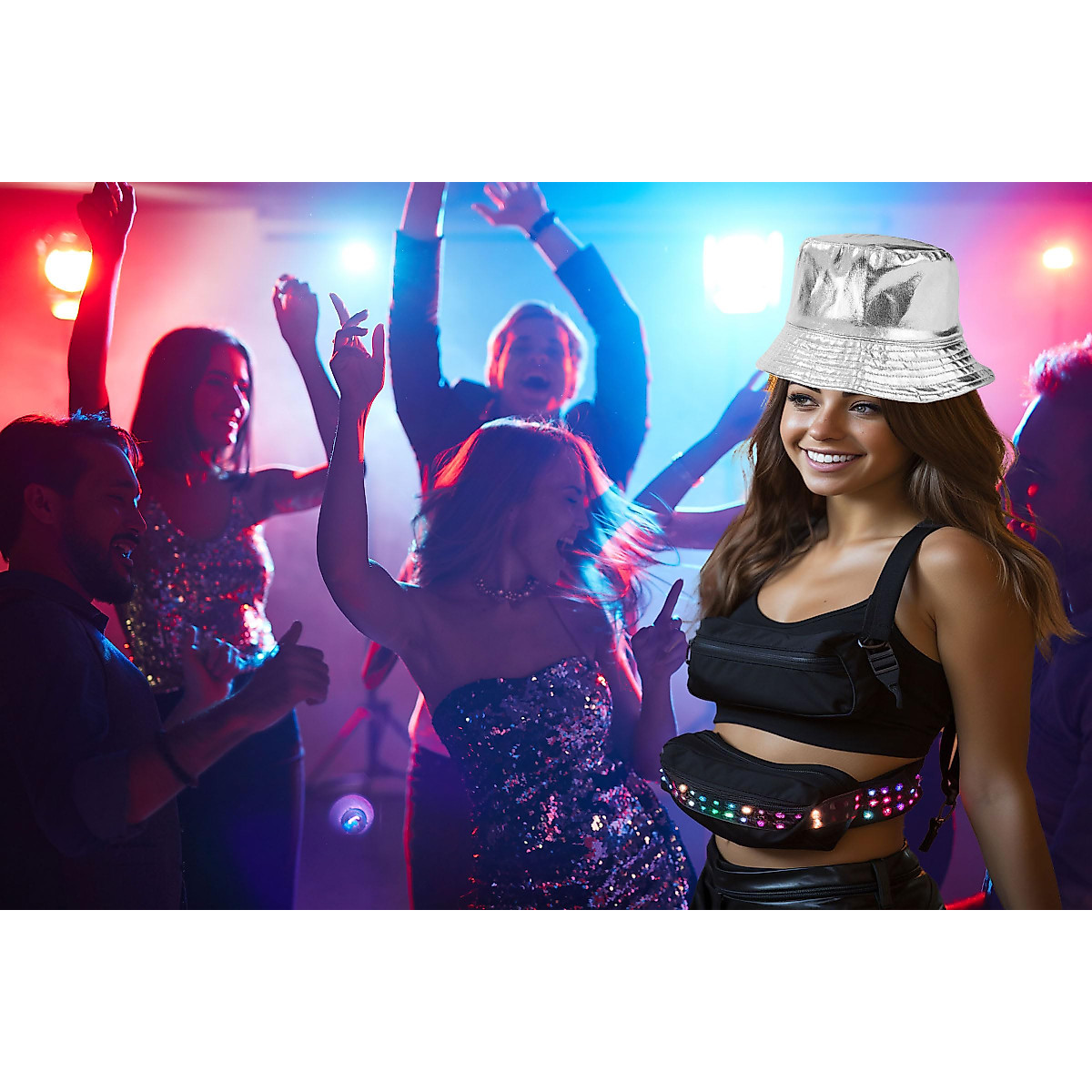 Joylife Metallic Bucket Hat Trendy Fisherman Hats Unisex Reversible Packable Sun Cap, Silver