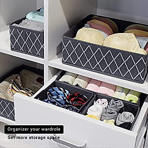VERONLY Dresser Drawer Organizers for Clothing - Fabric Closet Organizers and Storage for Baby Clothes,Bra,Socks,Underwear,Closet,6pcs Pack, Gray