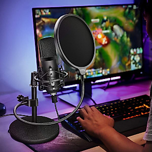 YOTTO Microphone Pop Filter Studio Windscreen Mic Cover Mask Shield with Flexible Gooseneck and Clamp for Blue Yeti, Audio Technica and All Microphones