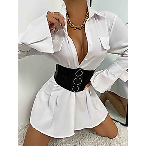 Moessa Women's 7 Inch Wide Lattice Corset Waspie Elastic Waist Belt V792-Black-One Size