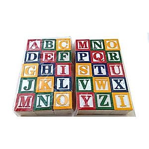Skoolzy ABC Wooden Blocks for Toddlers 30 Wood Alphabet Blocks Montessori Stacking Letter Preschool Learning Toys Develop Language Skills Boys and Girls Ages 2+ Includes eBook & Storage Bag