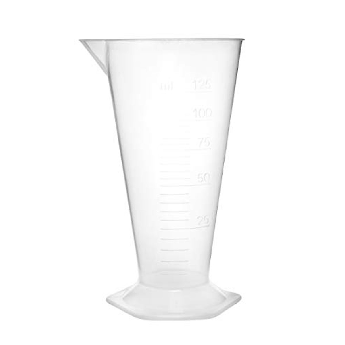 EISCO 12PK Conical Measures, 125ml - Polypropylene Plastic, Translucent - Pouring Spout - 5ml Raised Graduations - Hexagonal Base