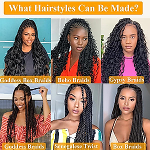 Pre Stretched Braiding Hair 22 Inch Bouncy French Curly Braiding Hair Natural Black Loose Wavy Crochet Braids Hair for Women (7 Packs, 1B#)