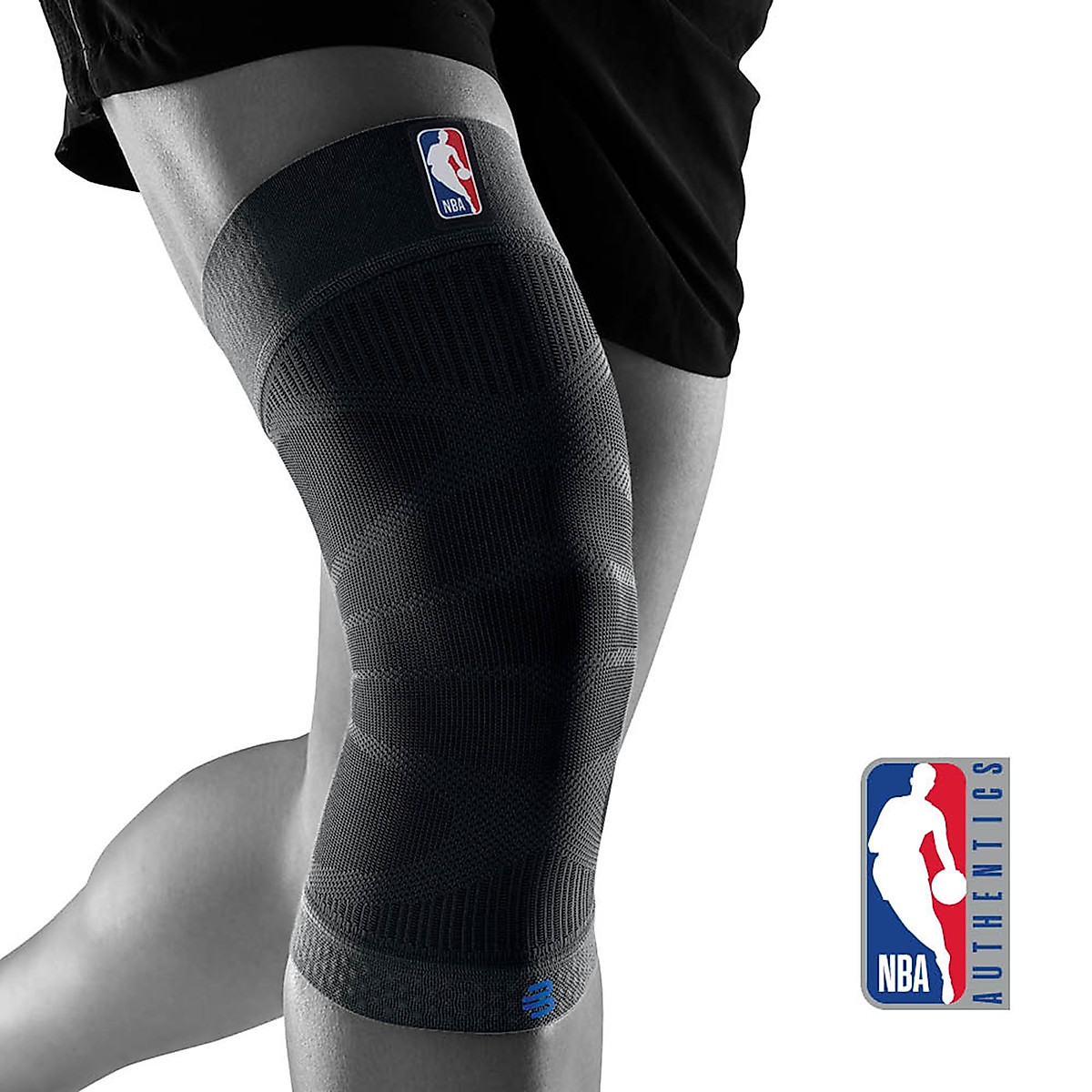 Bauerfeind Sports Compression Knee Support NBA - Lightweight Design with Gripping Zones for Basketball Knee Pain Relief & Performance with Team Designs (Black, XL)