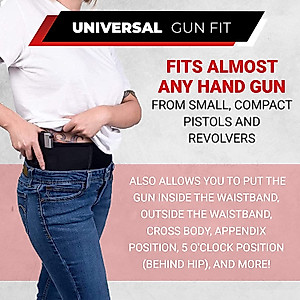 Tactical Belly Band Holster for Concealed Carry Pistol Hand Gun Holder, Hide Handgun Under Shirt Elastic Waist Belt Holsters for Men and Women (Belly Band Holster)