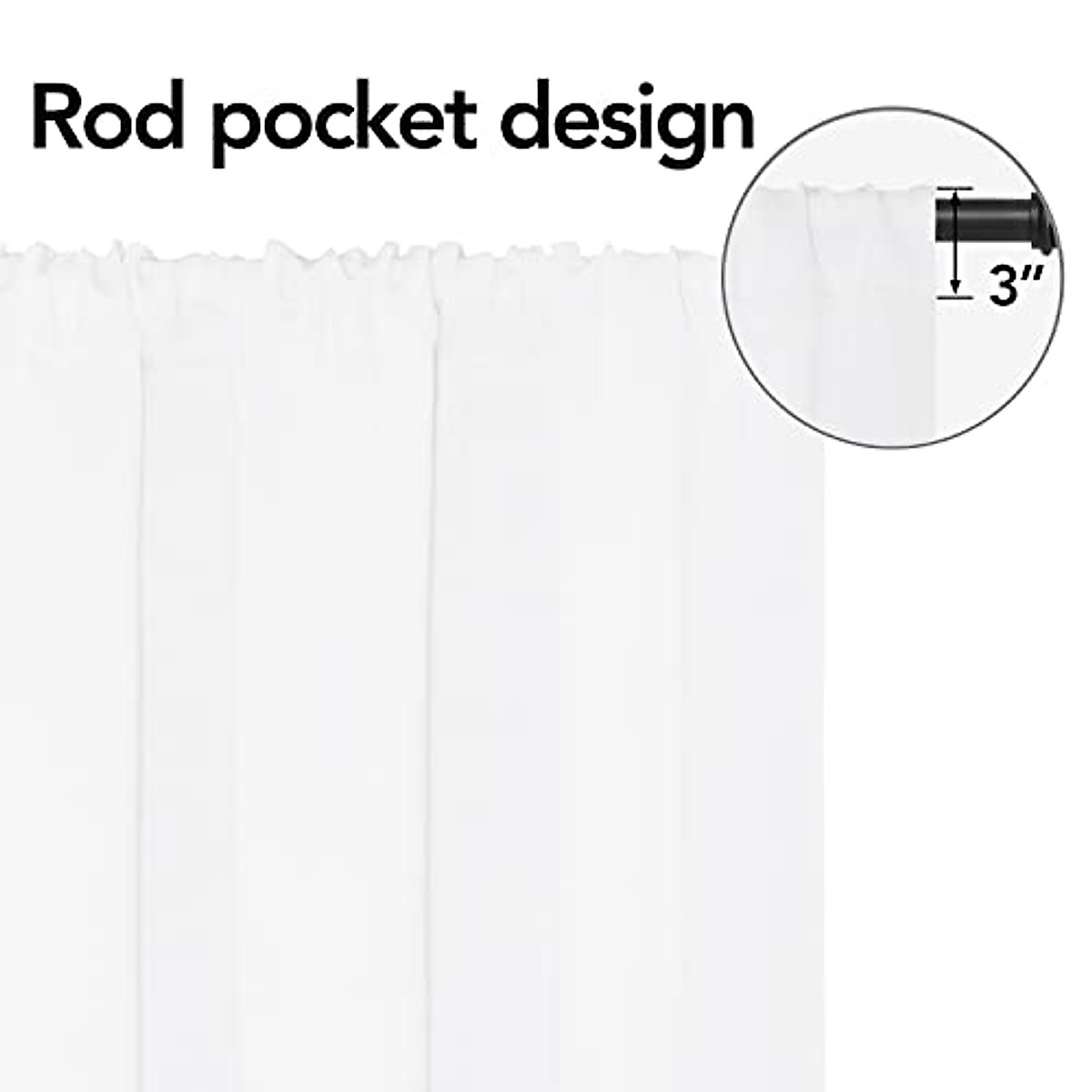 Easy-Going Rod Pocket Curtains for Bedroom, Room Darkening Window Curtains for Living Room, Thermal Insulated Noise Reduction Solid Window Drapes, 2 Panels(42x84 in, White)