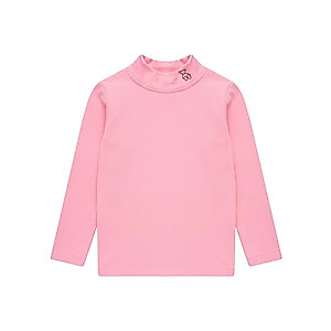 YiZYiF Kids Boys Girls Turtleneck Long Sleeves T-Shirts Thermal Tops Athletic Tee Baselayer Shirts Pink 9-10 Years