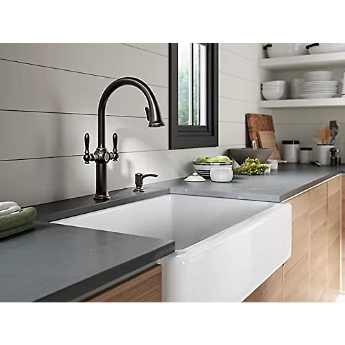 KOHLER K-R24937-SD-VS Neuhaus Pull Down Kitchen Faucet, 2-Spray Faucet, Kitchen Sink Faucet with Pull Down Sprayer in Vibrant Stainless