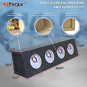 Atrend Bbox Pro Audio Tuned 4 Way 6.5 Wedge Shape Car Speaker Boxes & Enclosures-Speaker Box for Great Sound Quality for Home & Vehicle-Push and Insert Speaker Terminals - Four way 6.5 Speaker Boxes