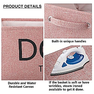 Morezi Canvas Storage Basket Bin Chest Organizer - Perfect for Organizing Toy Storage, Baby Toys, Kids Toys, Dog Toys, Baby Clothing, Children Books, Gift Baskets - Pink