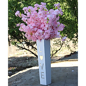 Rozwkeo 4pcs Artificial Cherry Blossom Branches Flowers Stems Silk Fake Pink Peach Flower Vase Arrangements Tall Faux Cherry Blossom Tree Artificial Plant for Home Garden Wedding Floral Decoration