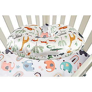 Satin Nursing Pillow Cover Set 2 Pack Ultra Soft Silk Compatible with Boppy Pillow Protect for Baby Hair and Skin Elephant & Rhino Lion