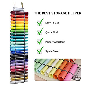 Vinyl Roll Holder with 24 Compartments - Wall Mounted Hanging Organizer for Door or Wall
