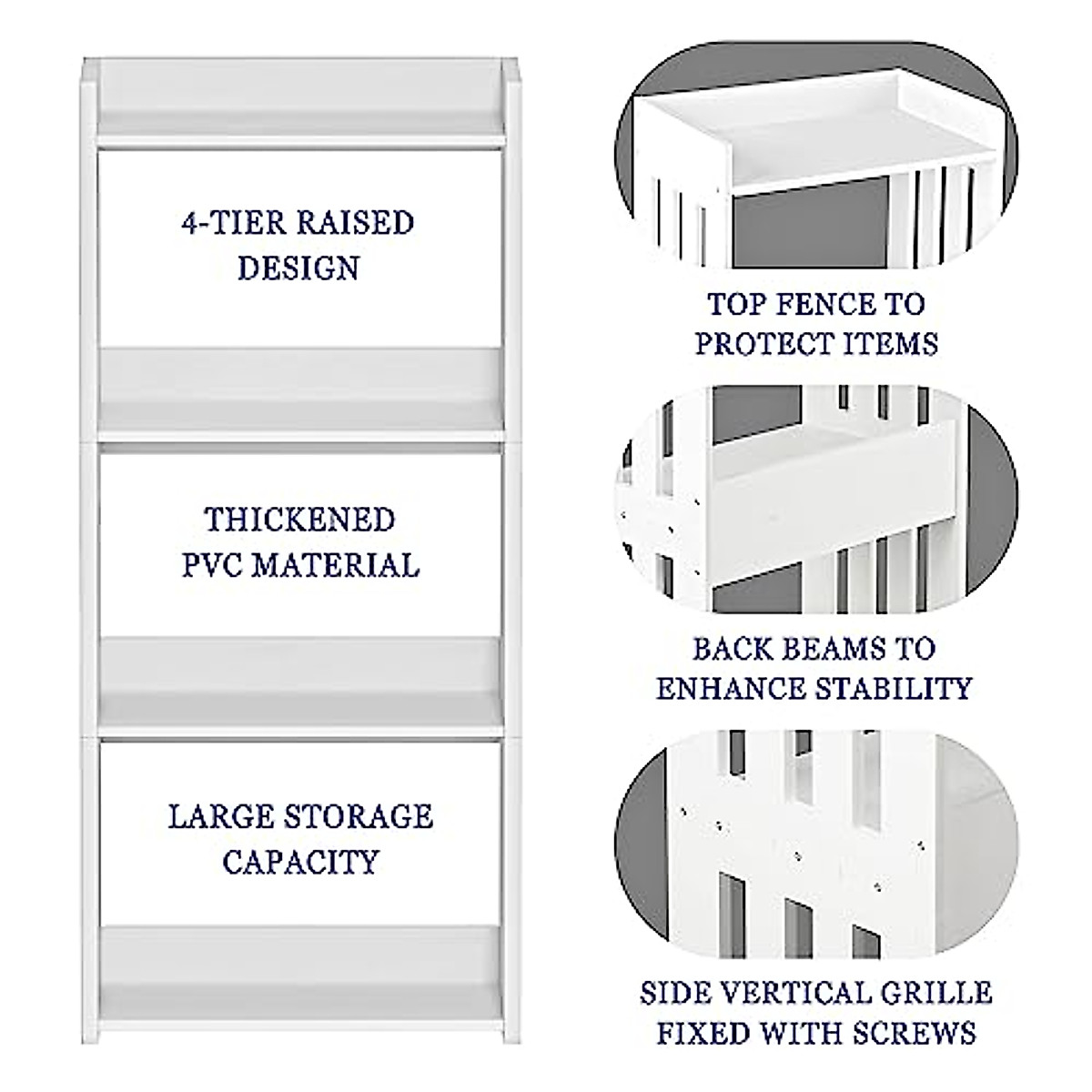 HAYOFAMY 4 Tier Bookshelf, Bookcase for Small Spaces, White Book Display Shelves, Kids Open Shelf Rack Storage Organizer for Living Room, Office, Bedroom, Kids Room and Bathroom