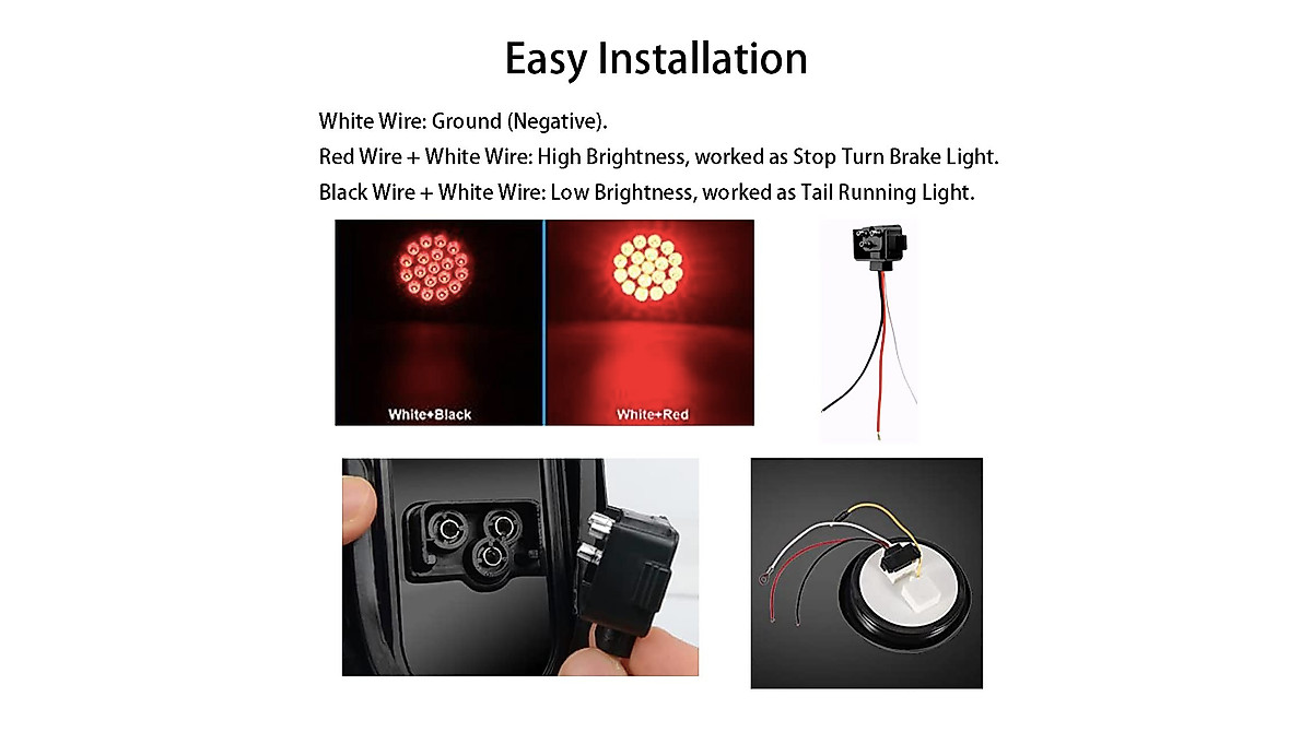 10x Truck Trailer Light Plug 3-Prong Pigtail Harness for Vehicles